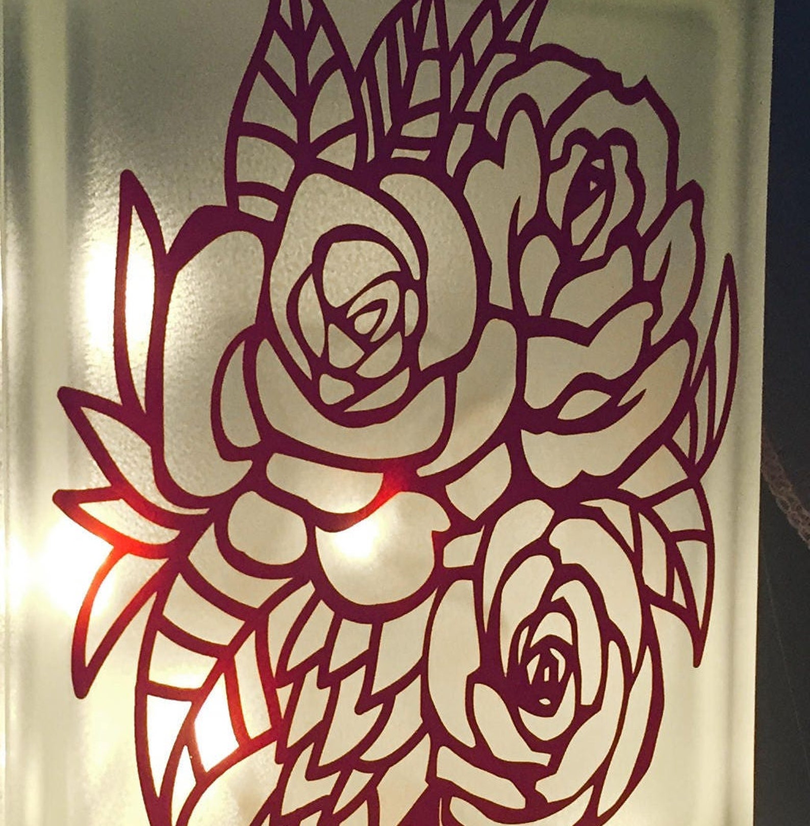 Flowers Nightlight Cube Bouquet Glass Light Block - Etsy