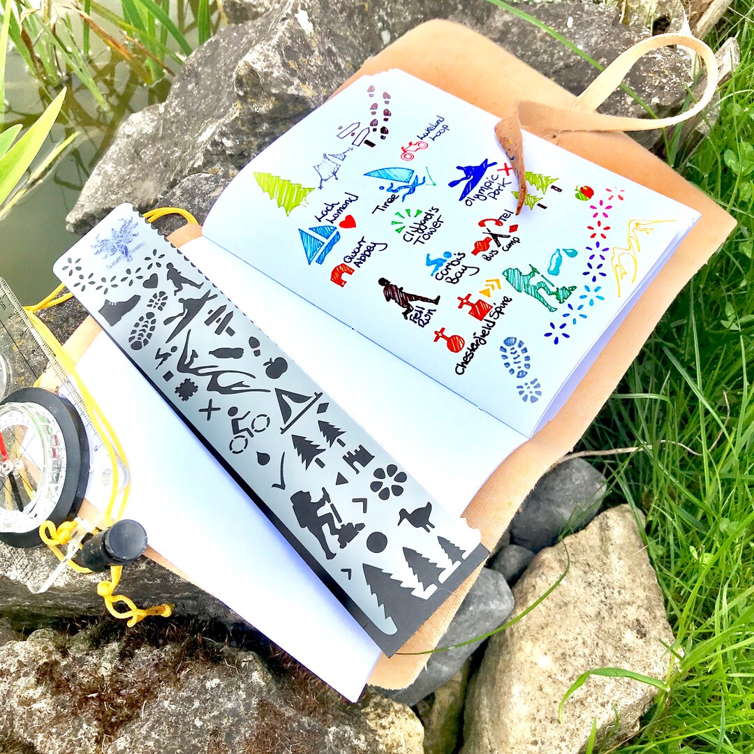 Adventure Bookmark Journal Stencil With Outdoors Activity Shapes & OS ...