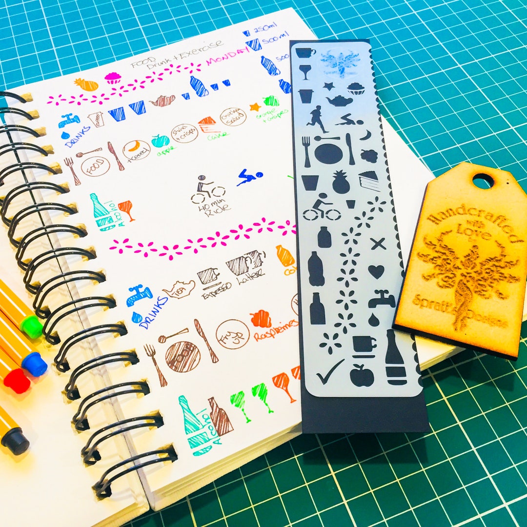 Lifestyle Journal Habit Tracking Stencil Bookmark, Food and Drink ...
