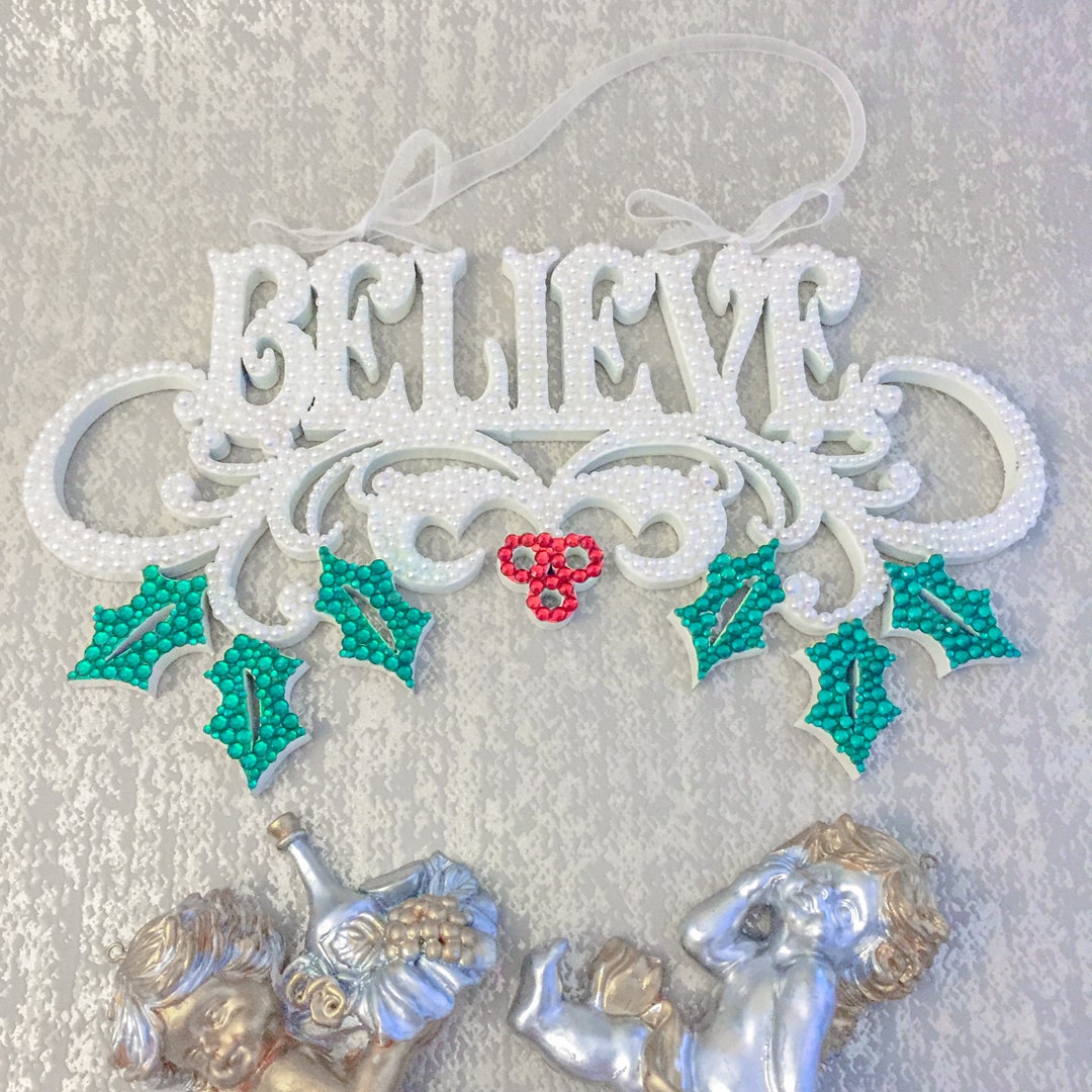 Believe Christmas Sparkling Sign, Festive Christmas Decoration Seasonal ...