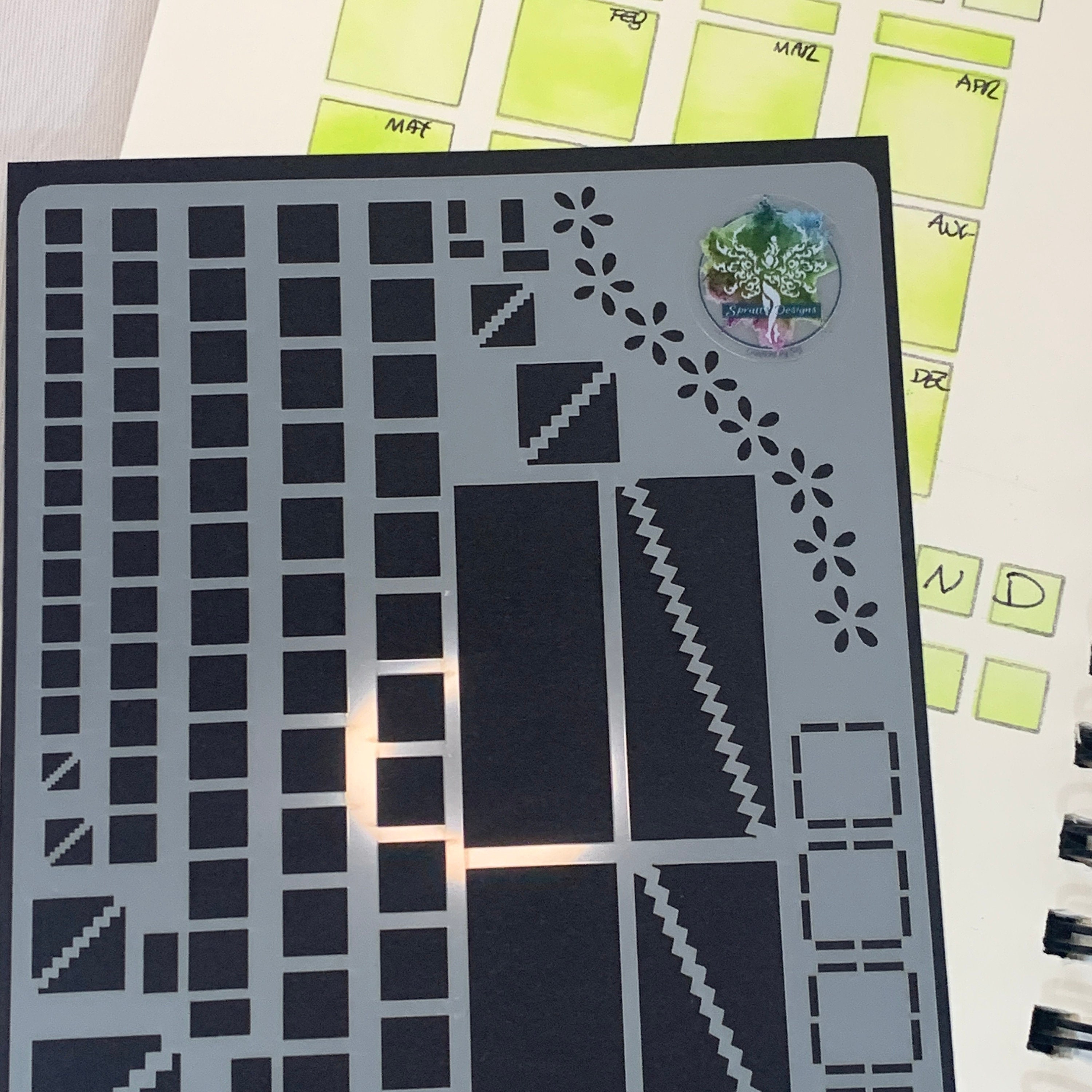 Journal Stencil Layout Basics, Stationery Planner Stationery for Bujo ...