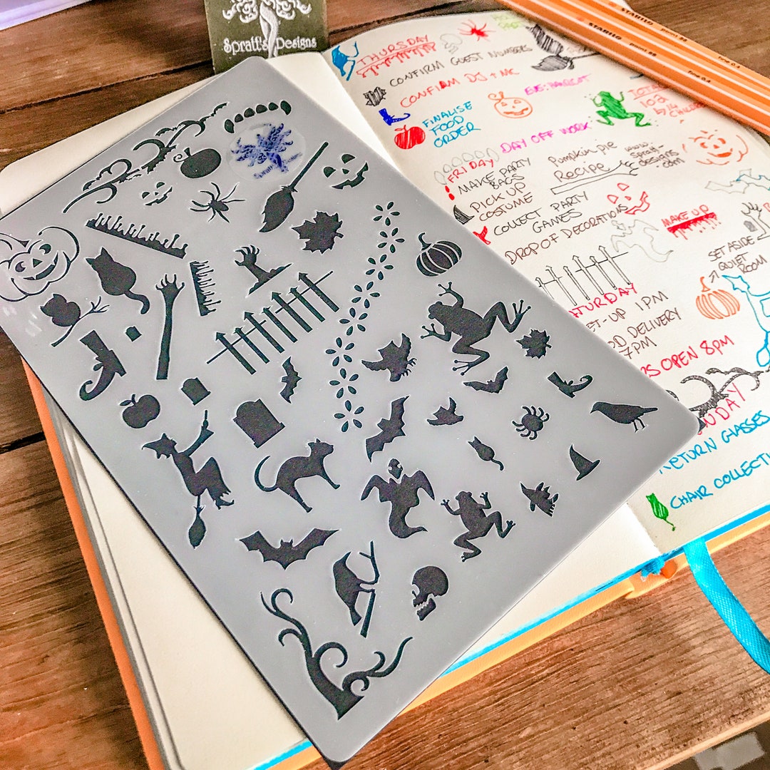 Halloween Journal Stencil, A Wizard and Witchy Spooky Mylar Planner ...