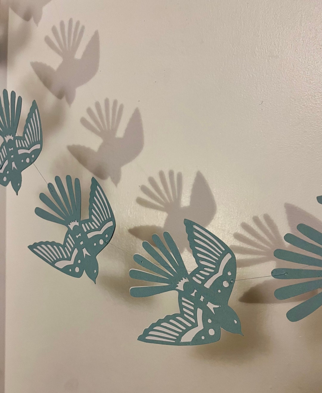 Handmade Paper Garland, Blue Bird , Swallow Garland, Birthday Bunting ...