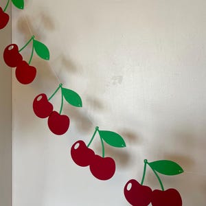 Handmade Paper Garland, Cherry Decoration, Cherry Bunting, Birthday ...
