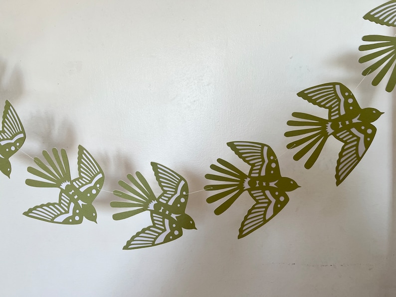 Paper Flying Swallows Paper Garland, Alternative Birthday Decor ...