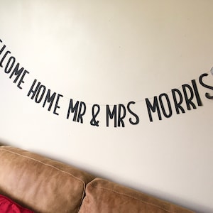 Welcome Home Mr and Mrs Personalised Wedding Bunting, Honeymoon Banner ...