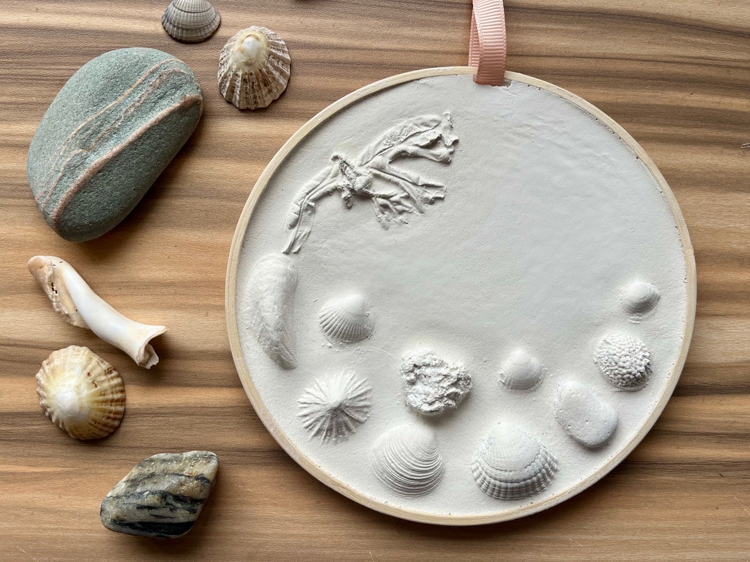 Plaster Wall Art, Seashell Tile, Seaside Decorations, Coastal Art ...