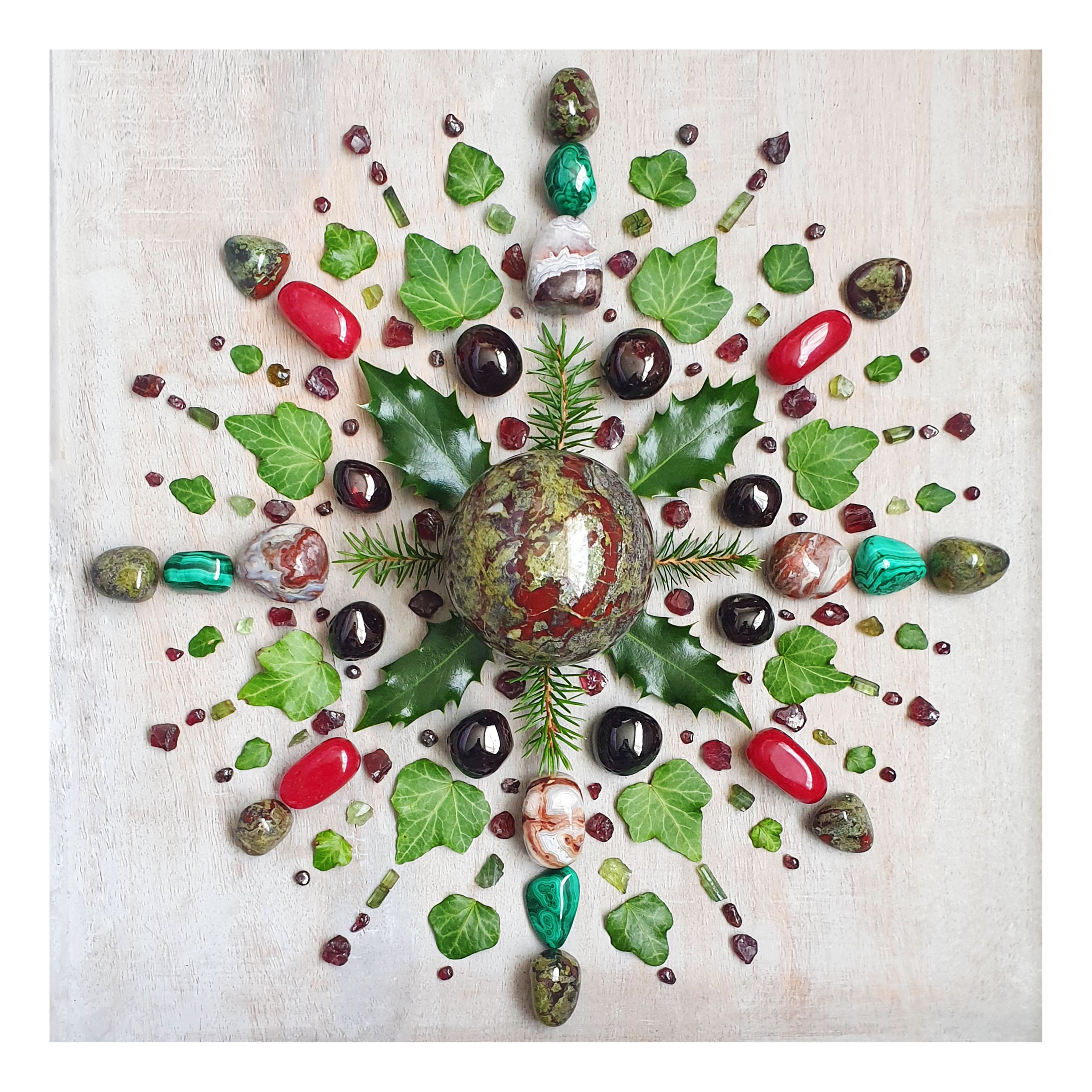 Crystal Grid Art Print Yule, Holly and Ivy Love and the Joy of Life ...
