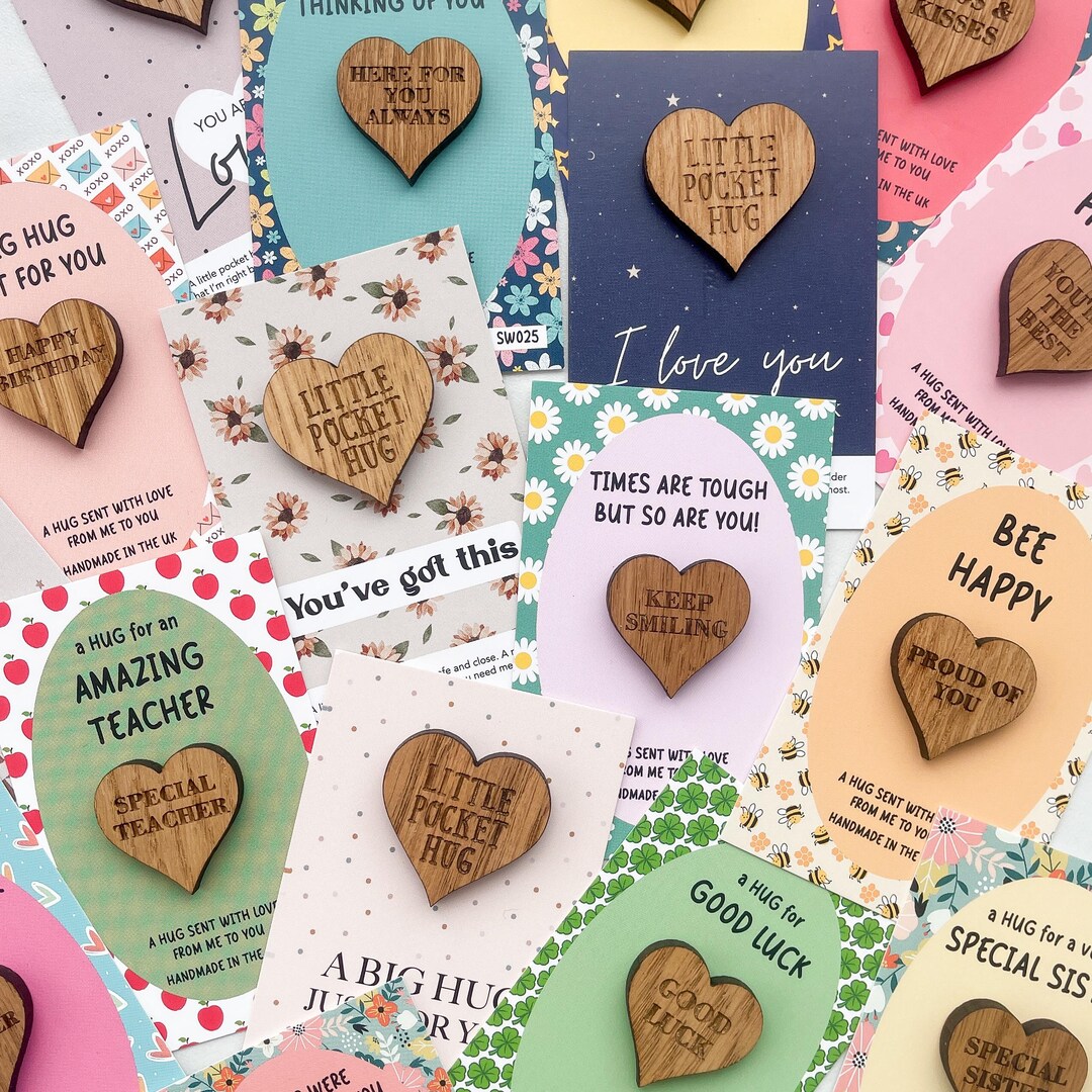 Pocket Hug Wooden Tokens, Handmade, Sentimental Messages (UK Made ...