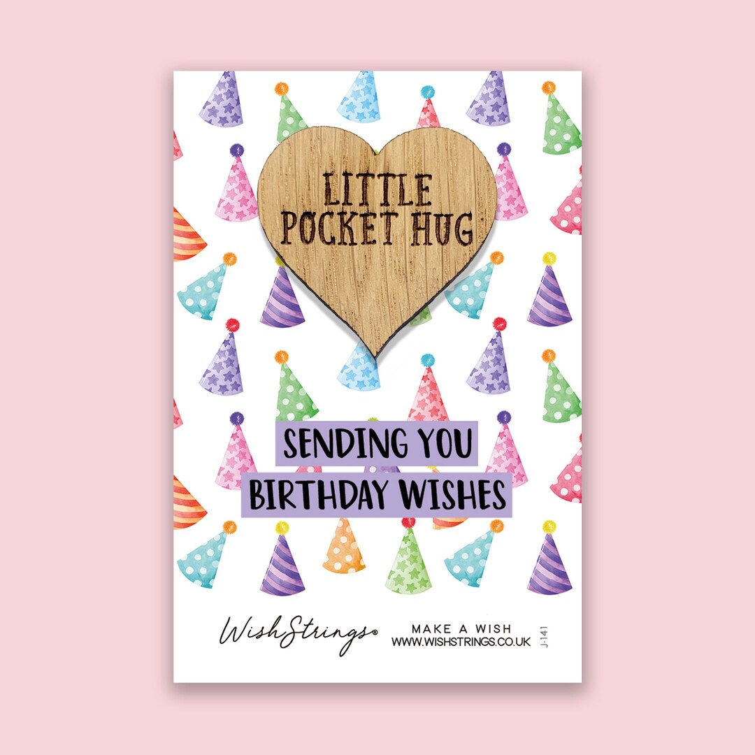 Birthday Wishes Wooden Pocket Hug Heart Token Thinking of - Etsy