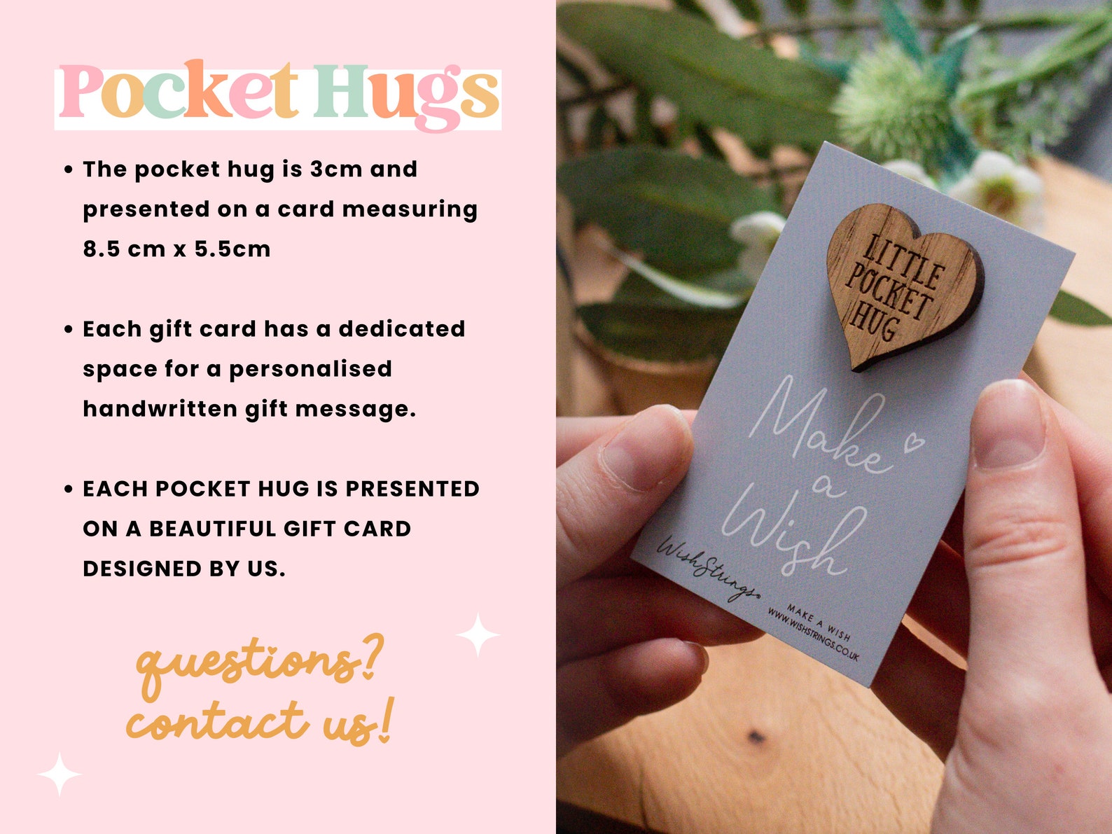 Get Well Soon Wooden Pocket Hug Heart Token With Card, Send a Keepsake ...