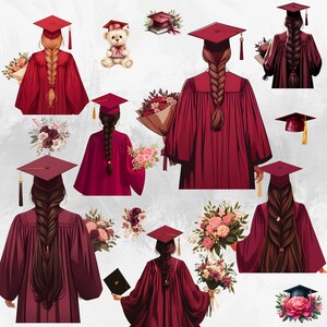 Watercolor Woman Burgundy, Graduation Cap, Graduation Clipart ...