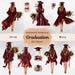 Watercolor Woman Burgundy, Graduation Cap, Alumni Clipart, Hat, Rosses ...