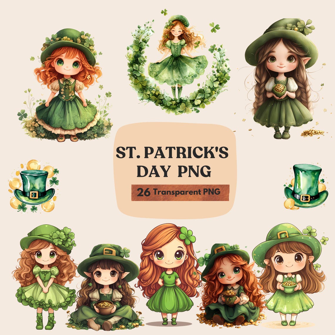 St. Patrick's Day Clipart, Cute Saint Patrick's Day PNG, Leprechaun ...