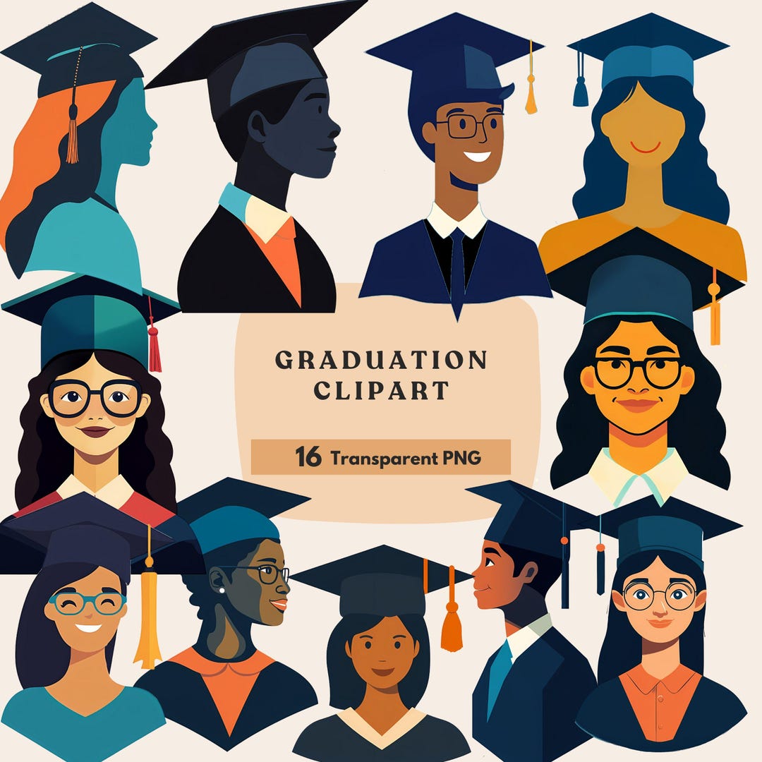 Graduation Clipart Bundle – Graduate Sticker, Cap and Gown, Diploma ...