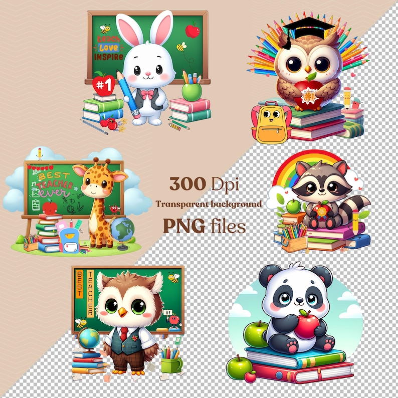 Teacher Appreciation Clipart – Cute Animal Classroom Set, Back to ...