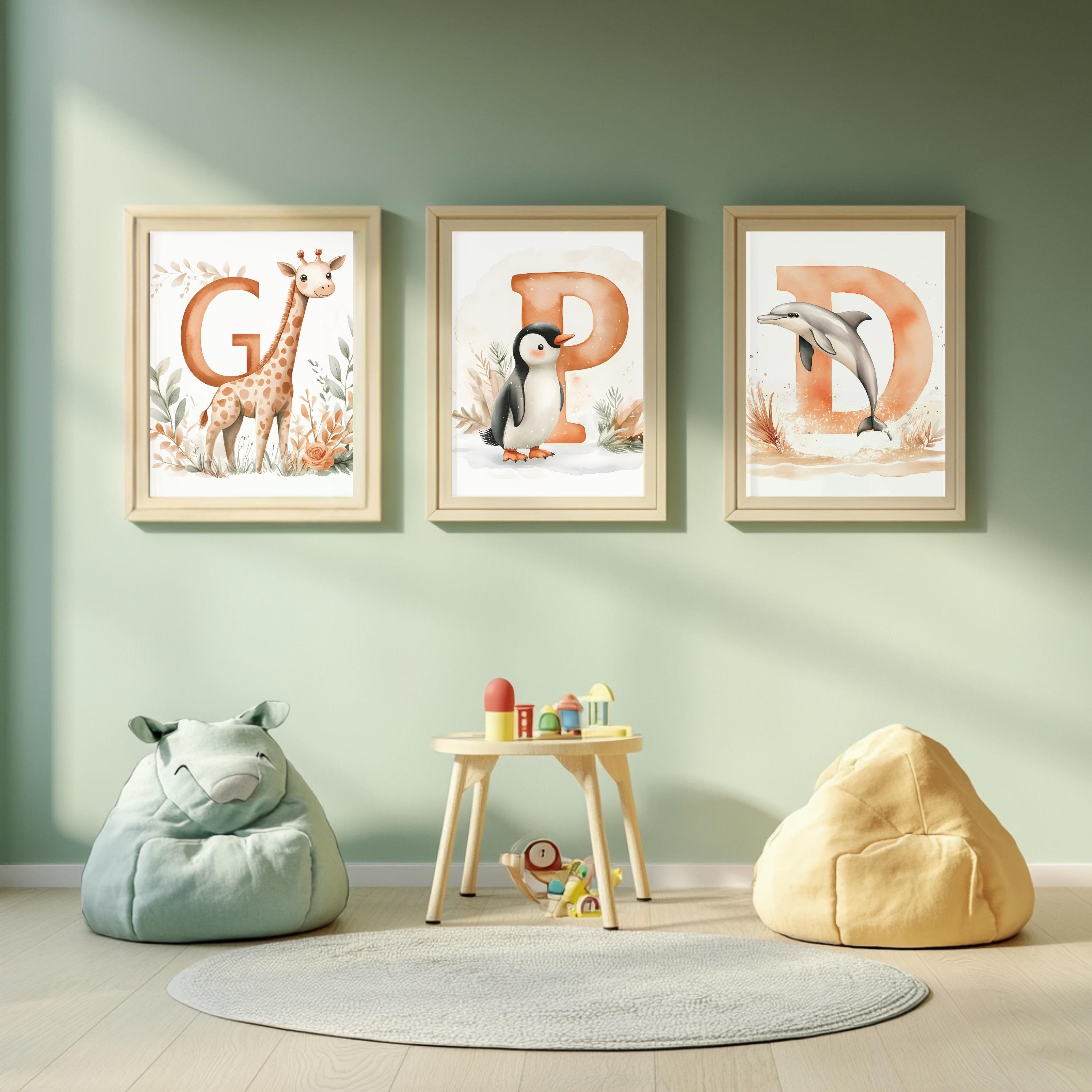 Animal Alphabet for Kids - Watercolor Educational Poster - Fun and Cute ...
