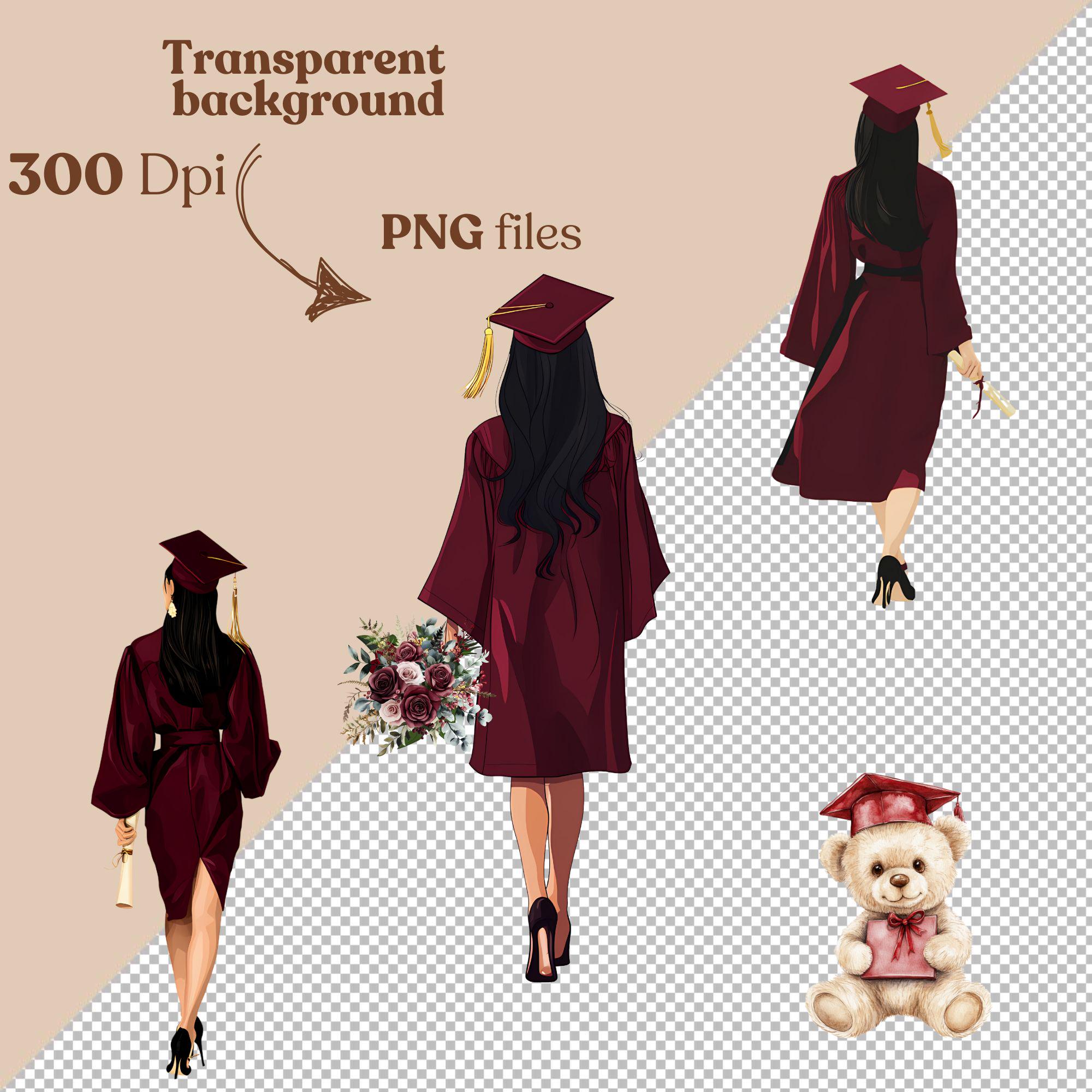 Watercolor Woman Burgundy, , Graduation Clipart, Graduation Hat ...