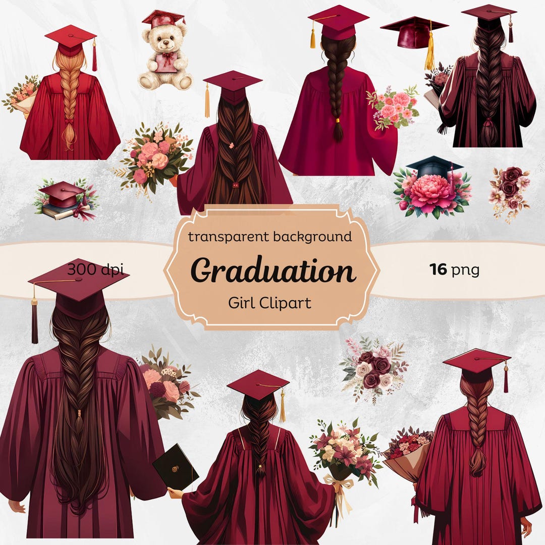 Watercolor Woman Burgundy, Graduation Cap, Graduation Clipart ...