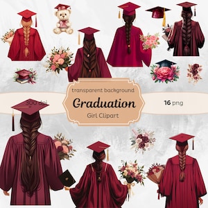 Watercolor Woman Burgundy, Graduation Cap, Graduation Clipart ...