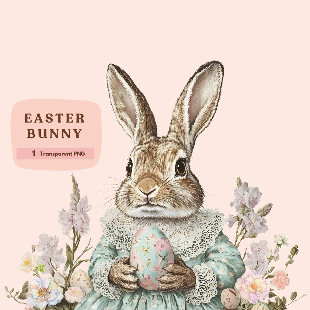 Easter Rabbit Clipart, Cute Spring Bunny Illustration, Party Planning ...