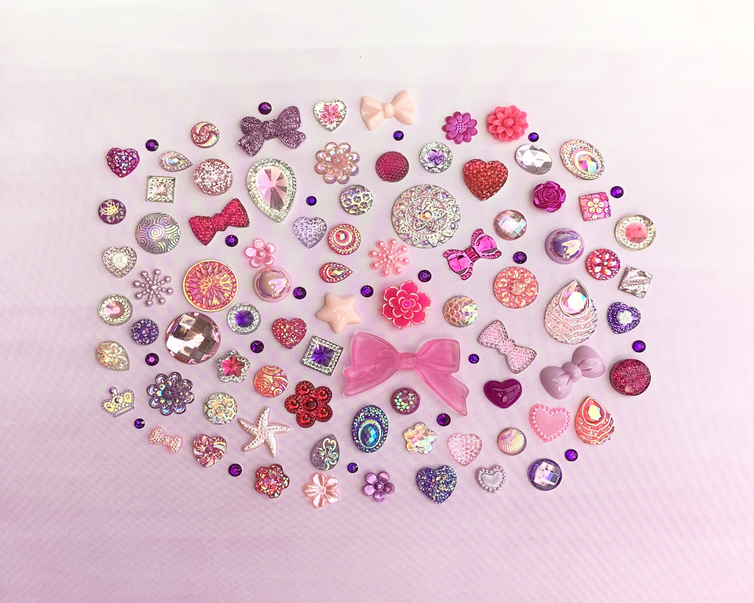 Pink Flatbacks Purple Flat Back Embellishment Set Coloured - Etsy India