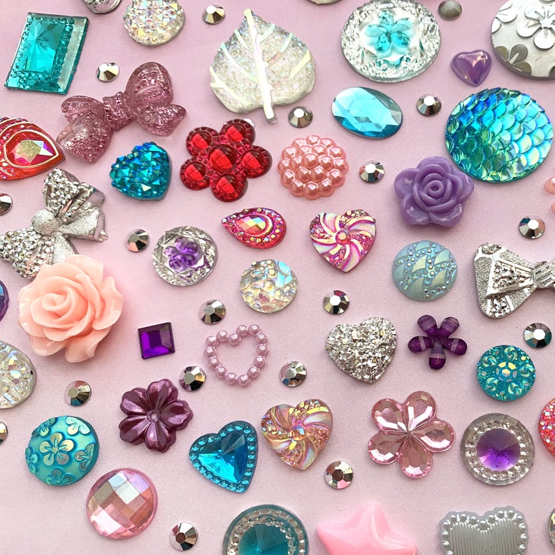 Pink Flatbacks Flat Back Embellishment Set Coloured Set - Etsy