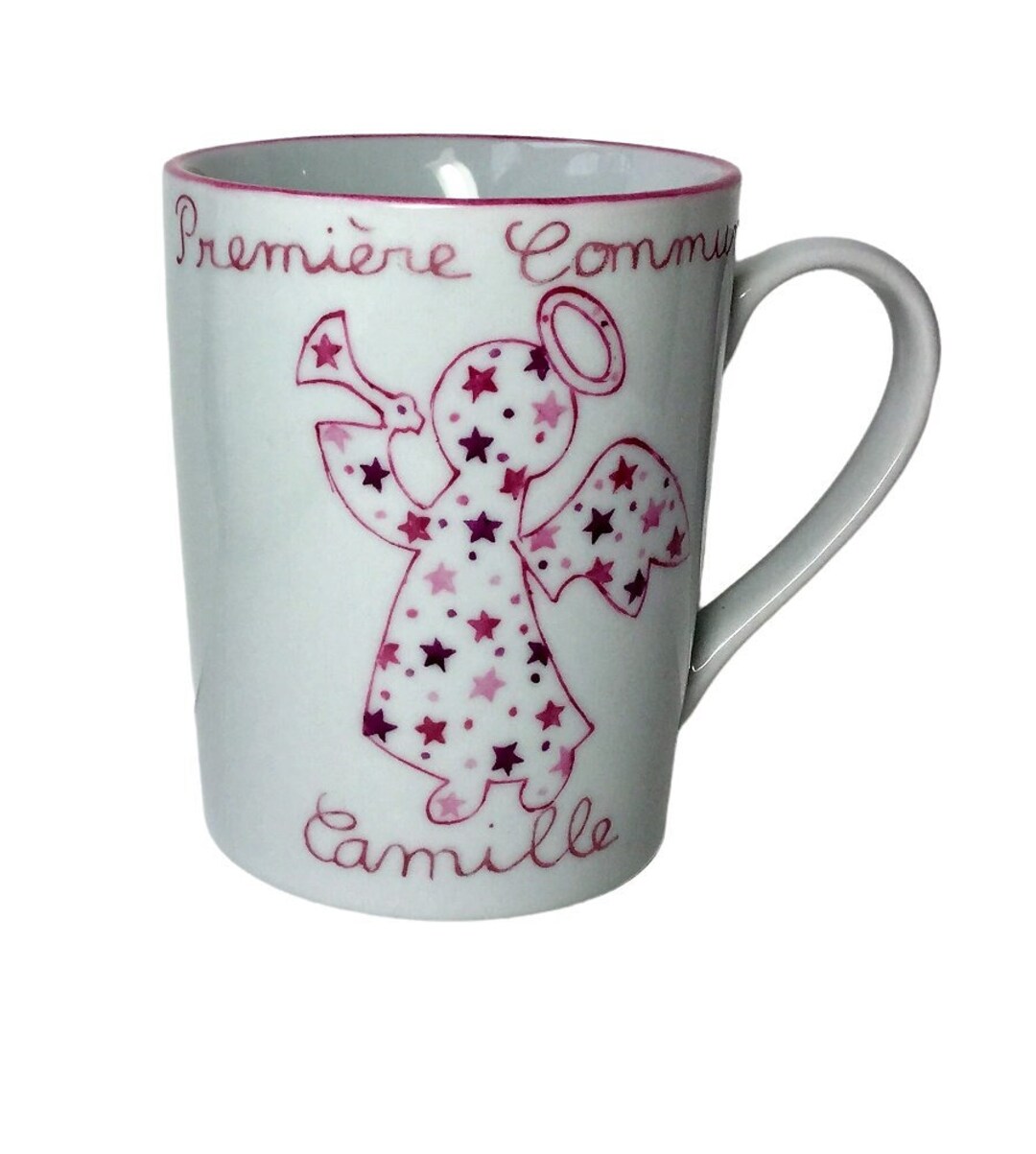 Personalized Pink Angel Baptism or First Communion Mug - Etsy