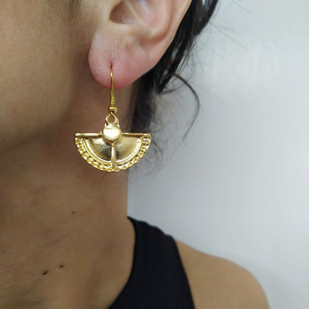 Antique Gold Earrings Bohemian Round Statement Ear Dangle Turkish Gold ...