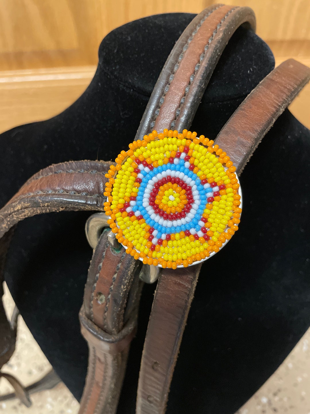 Beaded Indian Design Bridle Conchos, Beaded Star Rosettes, Barrel ...