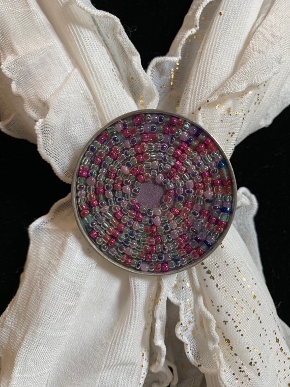 Multi-colored Beads Concho Round Silver Rosette Seed Beads | Etsy