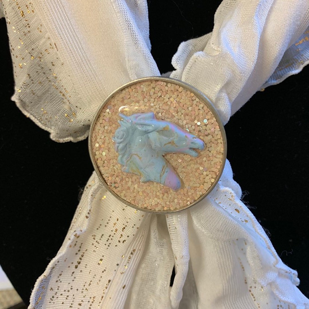 Concho Slides, Clay Horse Head, Round Silver Rosette, Hand Made ...