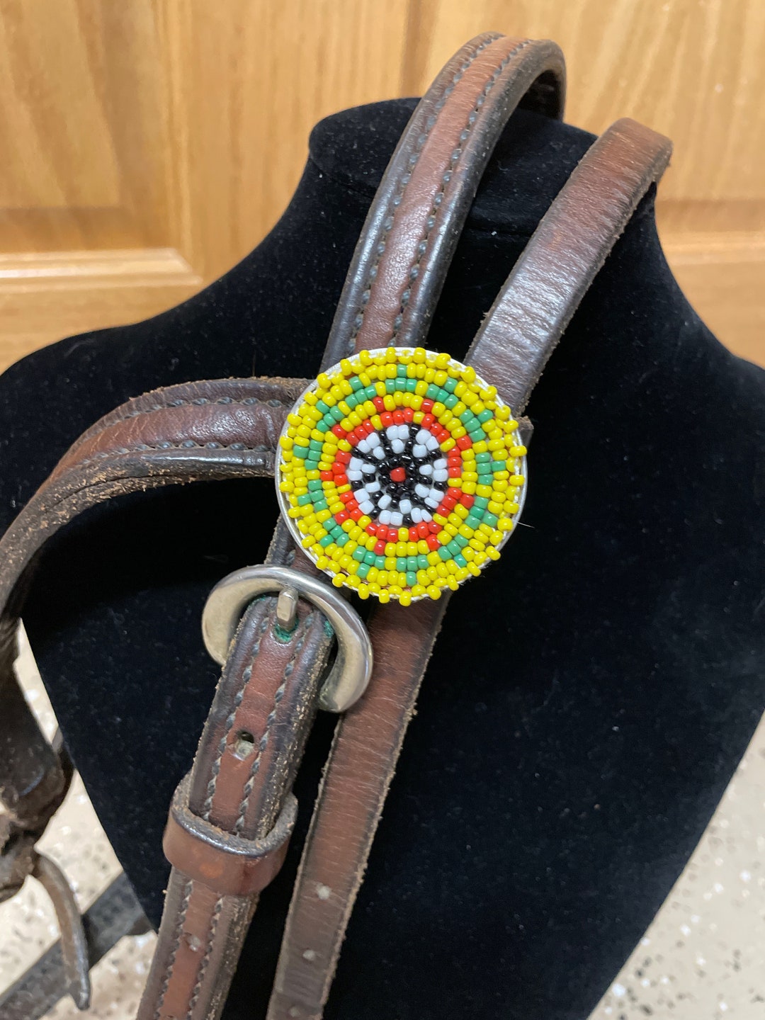 Beaded Indian Design Bridle Conchos, Beaded Star Rosettes, Barrel ...