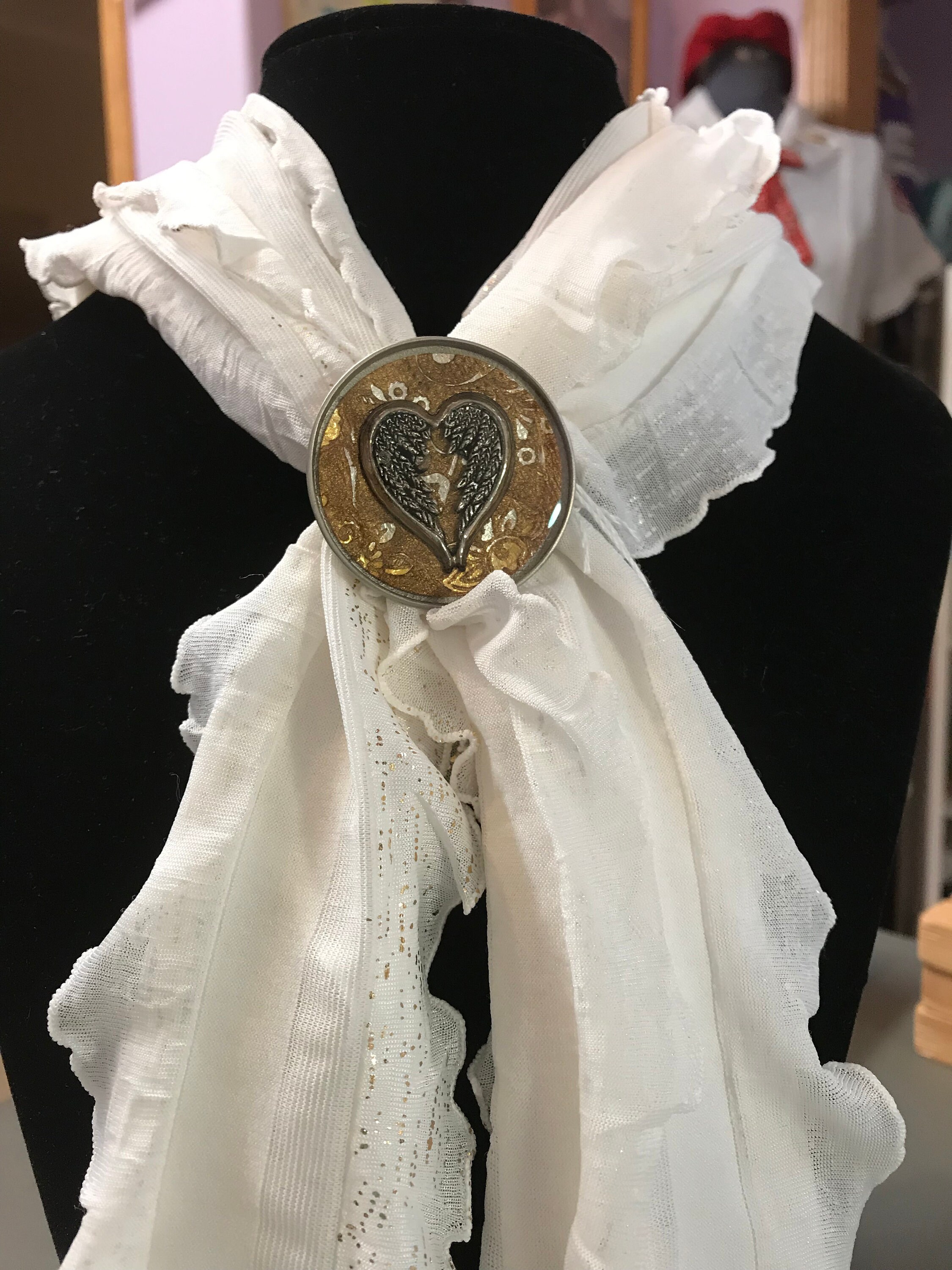 Silver and Gold Scarf Slide Gold With Silver Angel Wings - Etsy