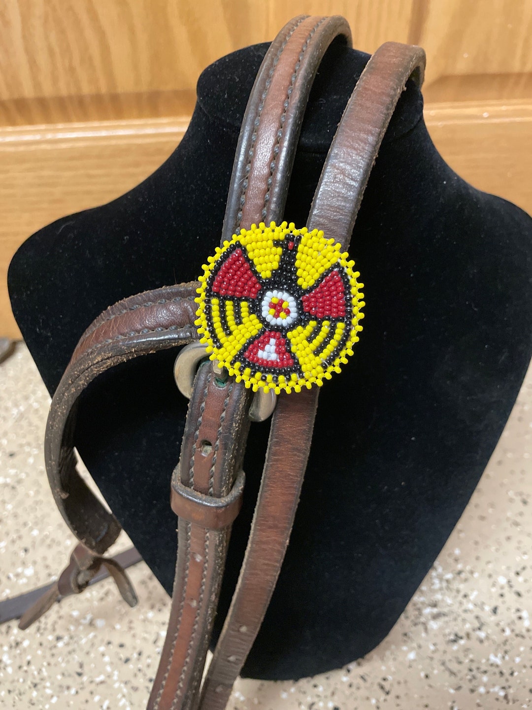 Beaded Indian Design Bridle Conchos, Beaded Star Rosettes, Barrel ...
