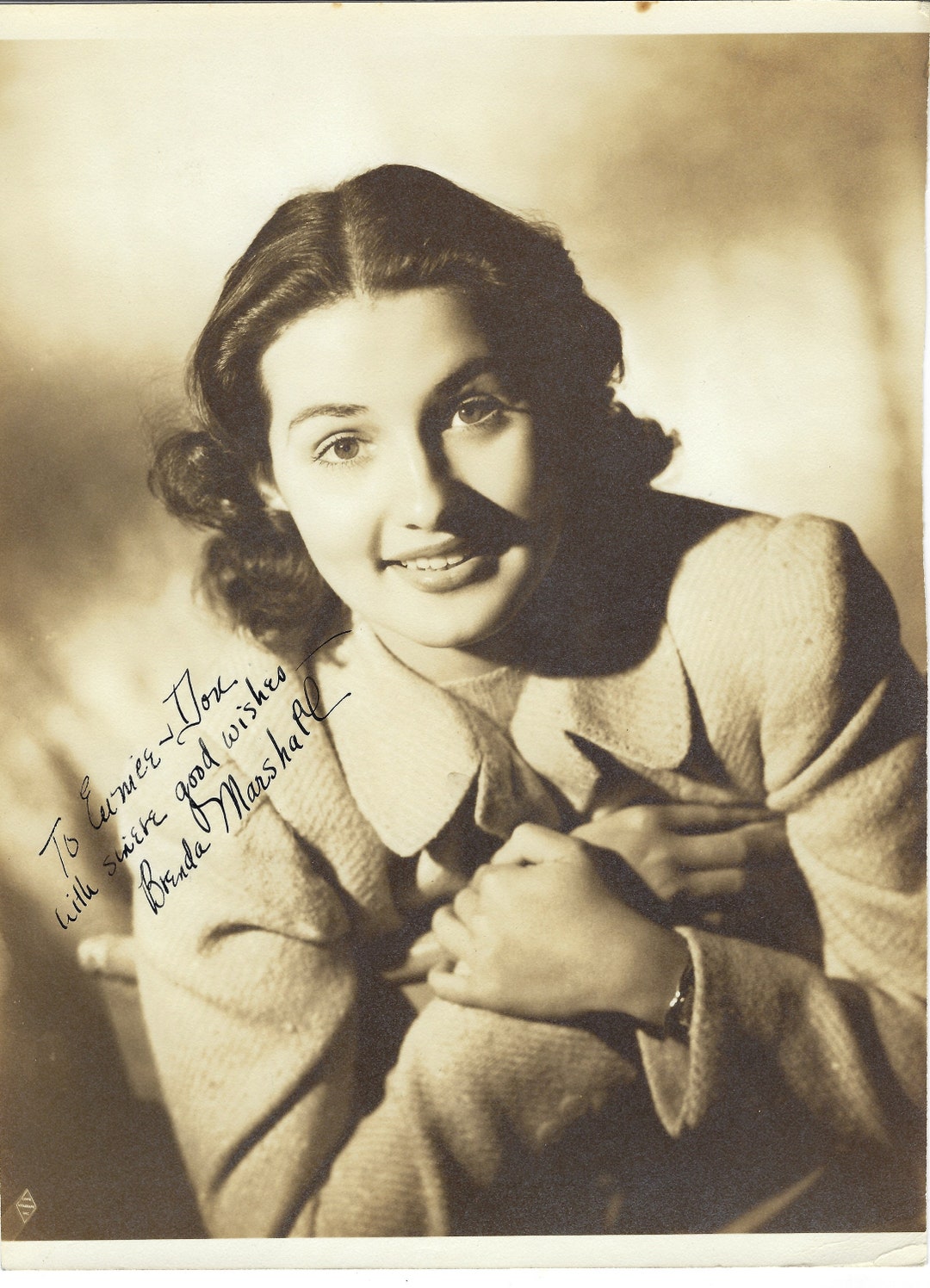 Brenda Marshall Original Sepia Photo in Matte Finish Signed & Inscribed ...