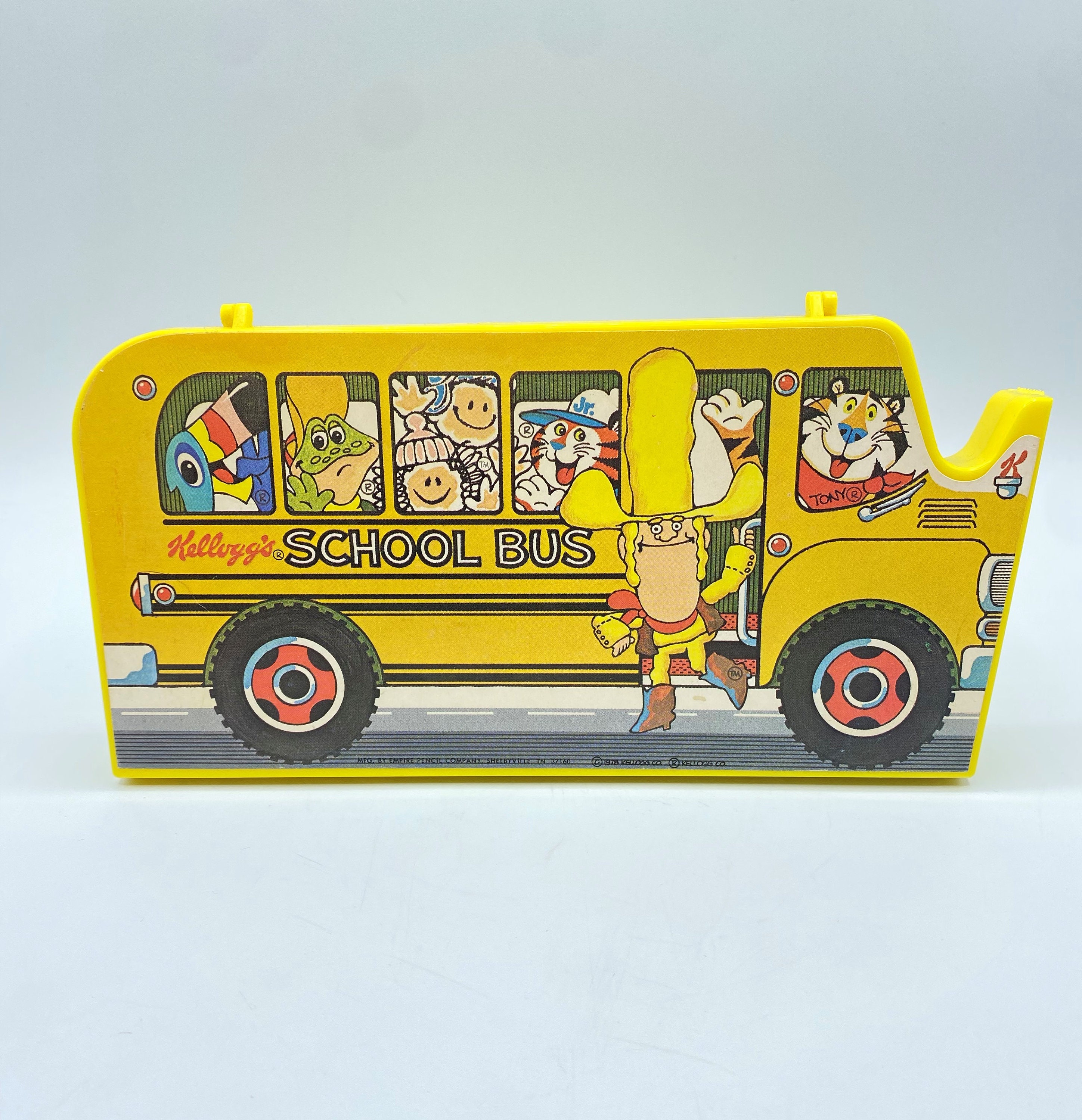 Vintage 1978 Kellogg School Bus Pencil Case Complete Tony Tiger Toucan ...
