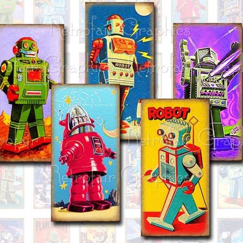 Vintage Sci Fi Retro Robots No. 2 Digital Download Collage - Etsy