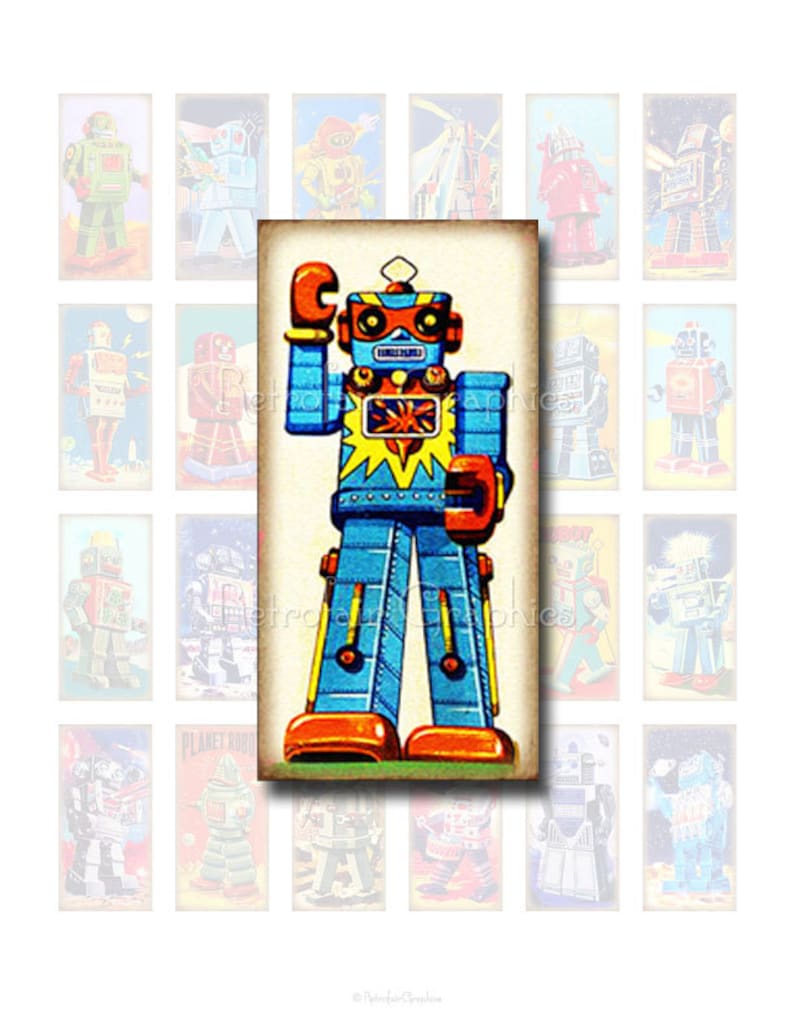 Retro Robots Digital Download Clip Art, Instant Printable Graphics, Sci ...