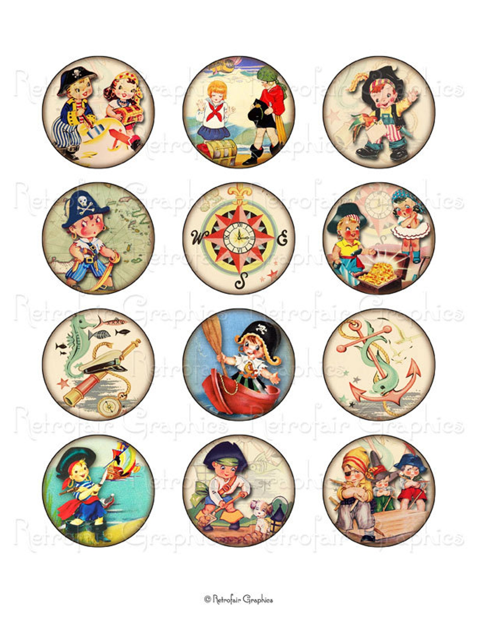 Printable Pirate Labels, Digital Collage Sheet of Pirates Images ...