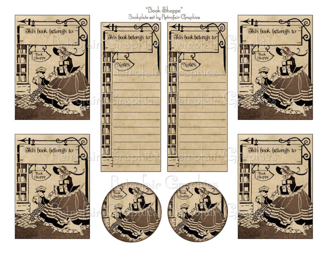 Printable Bookplate Set, Instant Download Vintage Inspired Bookplates ...