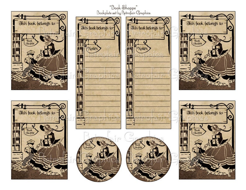 Printable Bookplate Set, Instant Download Vintage Inspired Bookplates ...