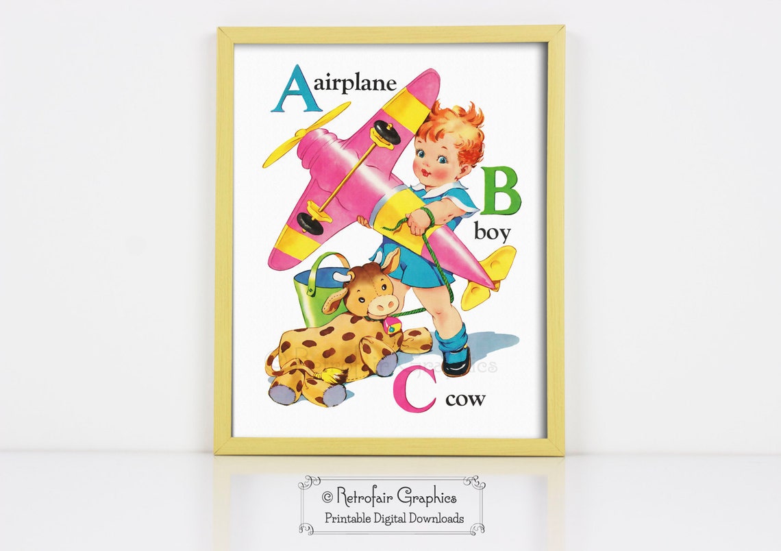 Boy With Airplane ABC Printable 8 X 10 Instant Download - Etsy