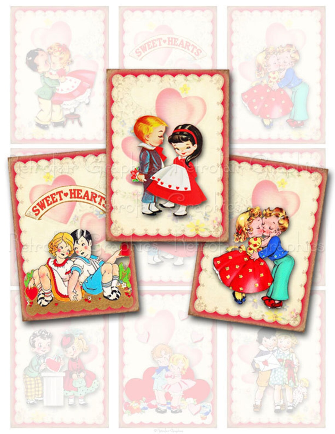 Printable School Valentines Cards of Children, Instant Download Digital ...