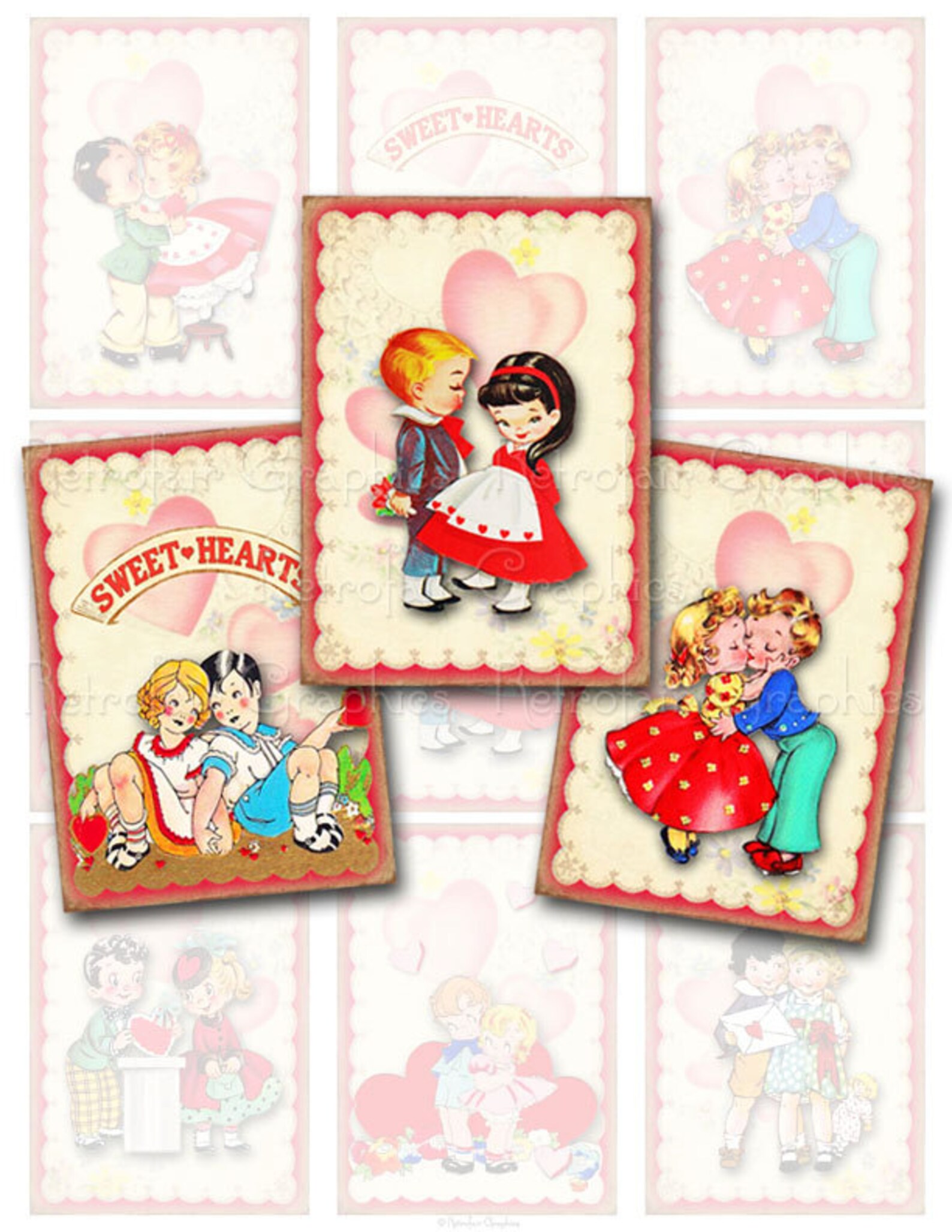 Printable School Valentines Cards of Children, Instant Download Digital ...