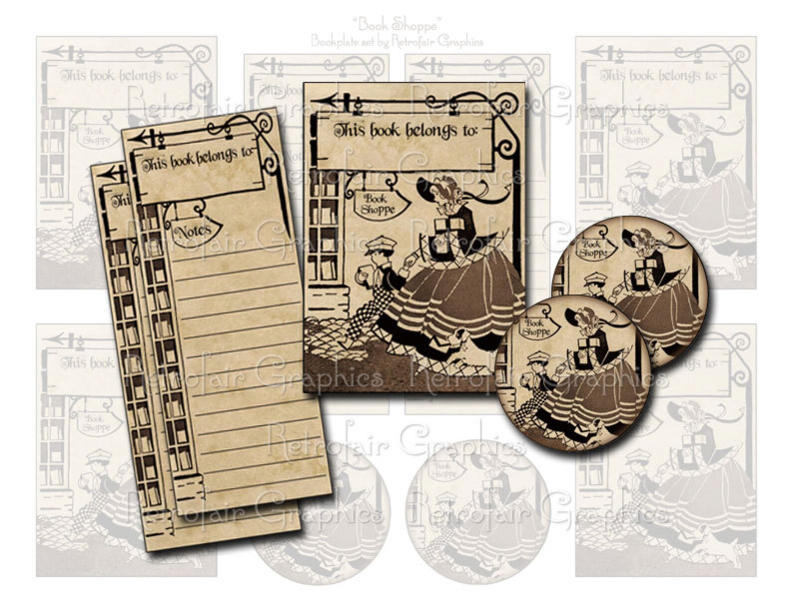 Printable Bookplate Set, Instant Download Vintage Inspired Bookplates ...