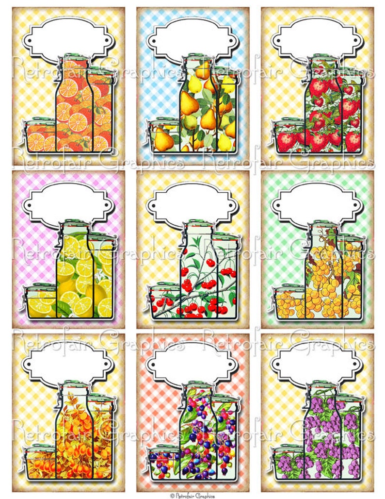 Fruit Label Digital Collage Sheet Printable Page of Fruit Jar - Etsy
