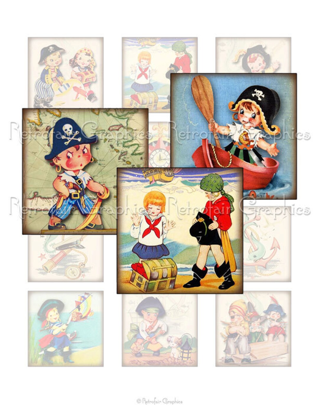 Printable Pirate Labels, Digital Collage Sheet of Pirates Images ...