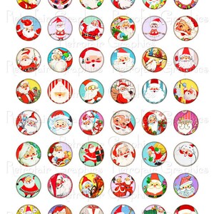 Santa Claus Digital Collage Sheet, 1 Inch Round Circles, Vintage ...