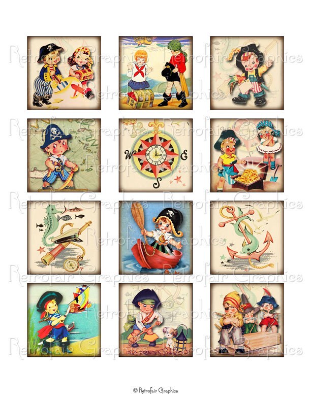 Printable Pirate Labels, Digital Collage Sheet of Pirates Images ...